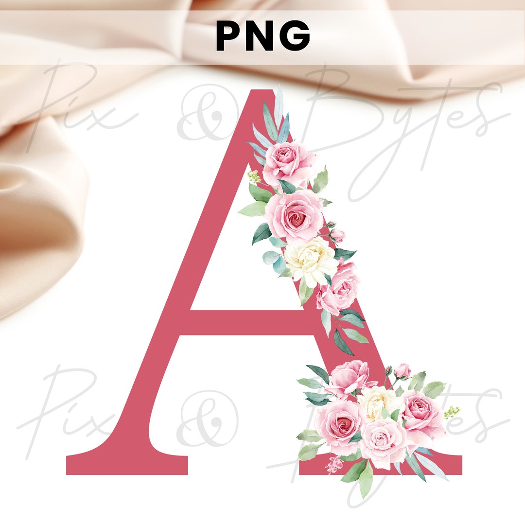 Watercolor Floral Alphabet & Numbers Graphic Bundle, Wedding Monograms ...