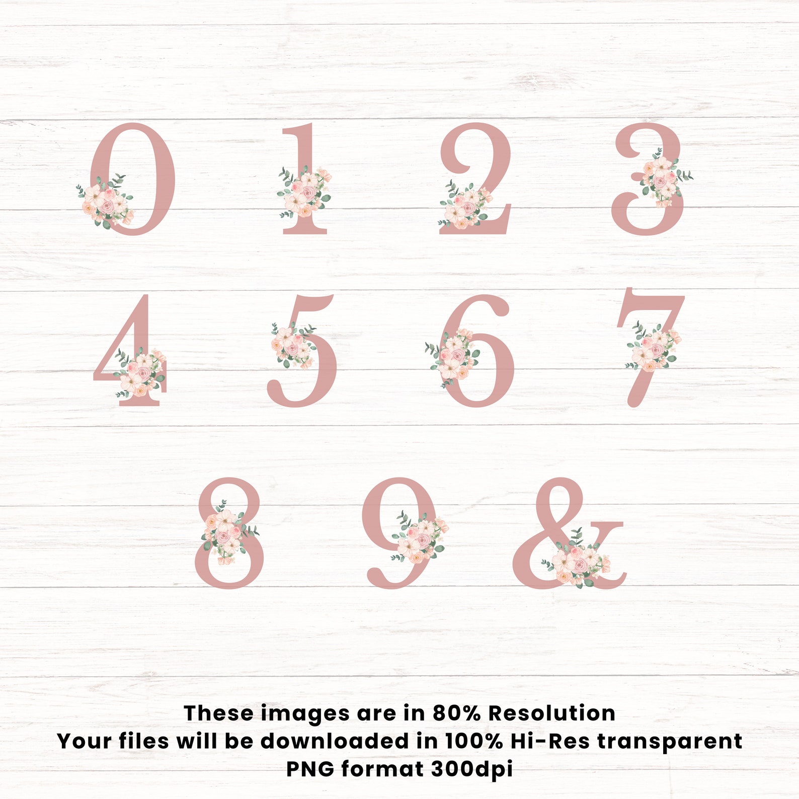 Watercolor Floral Alphabet & Numbers Graphic Bundle, Wedding Monograms ...