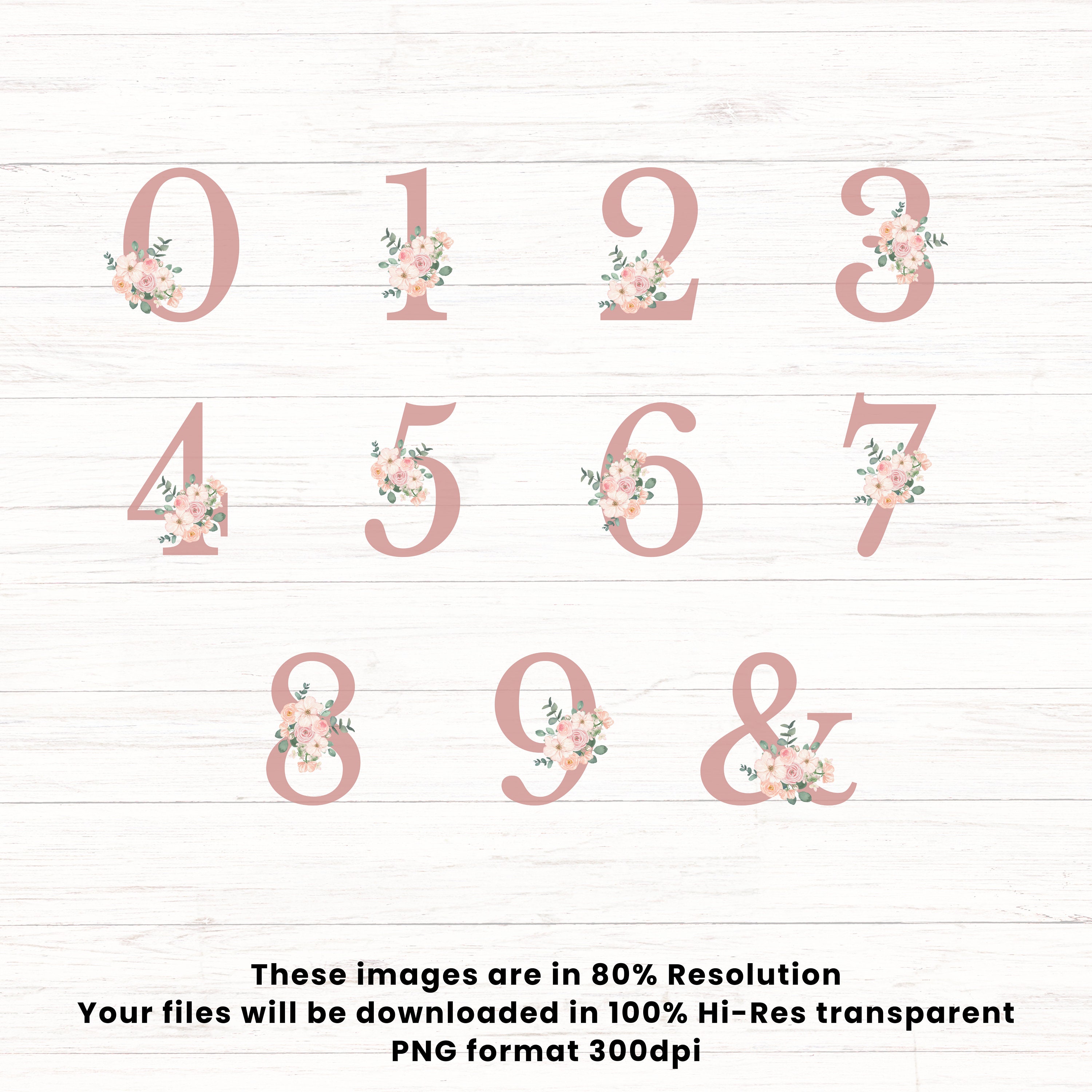 Watercolor Floral Alphabet & Numbers Graphic Bundle, Wedding Monograms ...