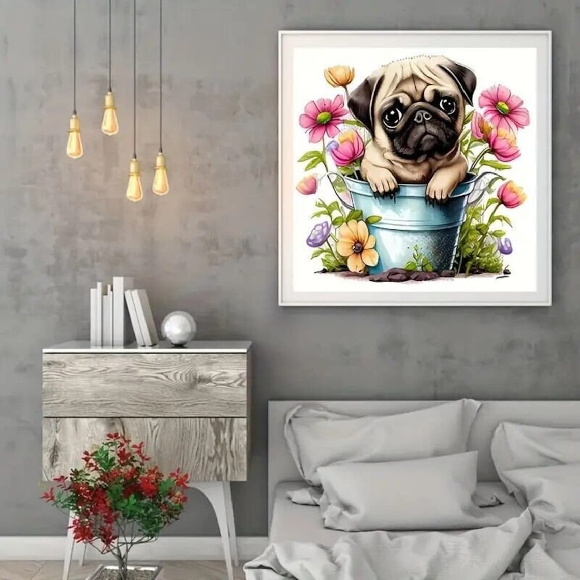 Beautiful Pug Diamond Art Painting Kit 20x20cms - Etsy
