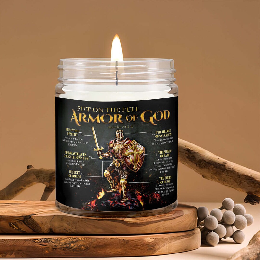 Armor of God Candle Jar, Jesus Warrior Candle Jar, Temple Knight Candle ...
