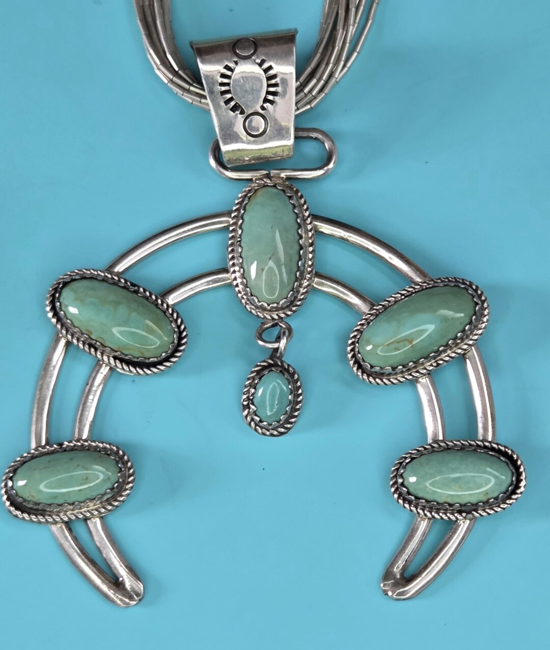 Signed Navajo Naja on Very Fine Multi-strand Sterling Beaded Necklace ...