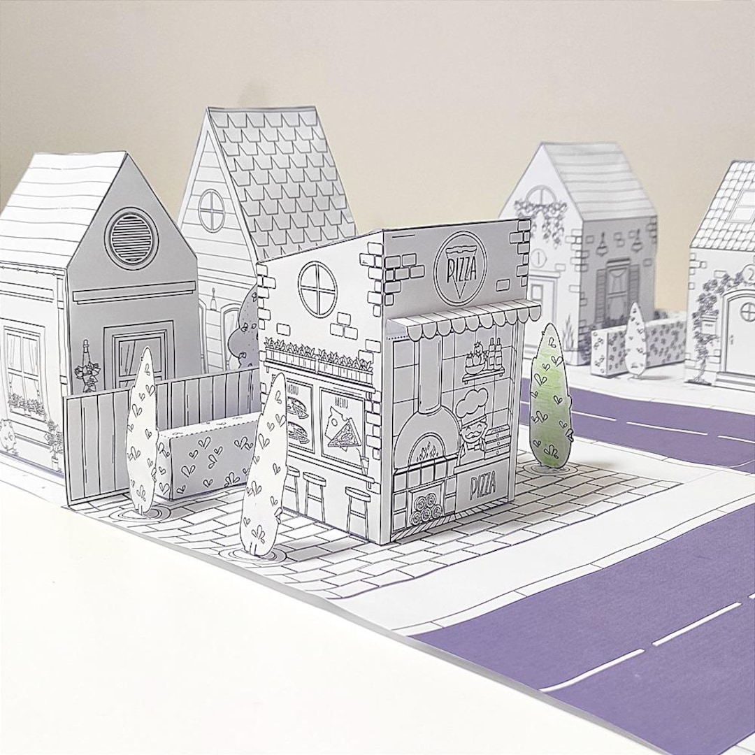 Printable Paper City Craft Set | DIY 3D Mini Town for Kids | Instant ...
