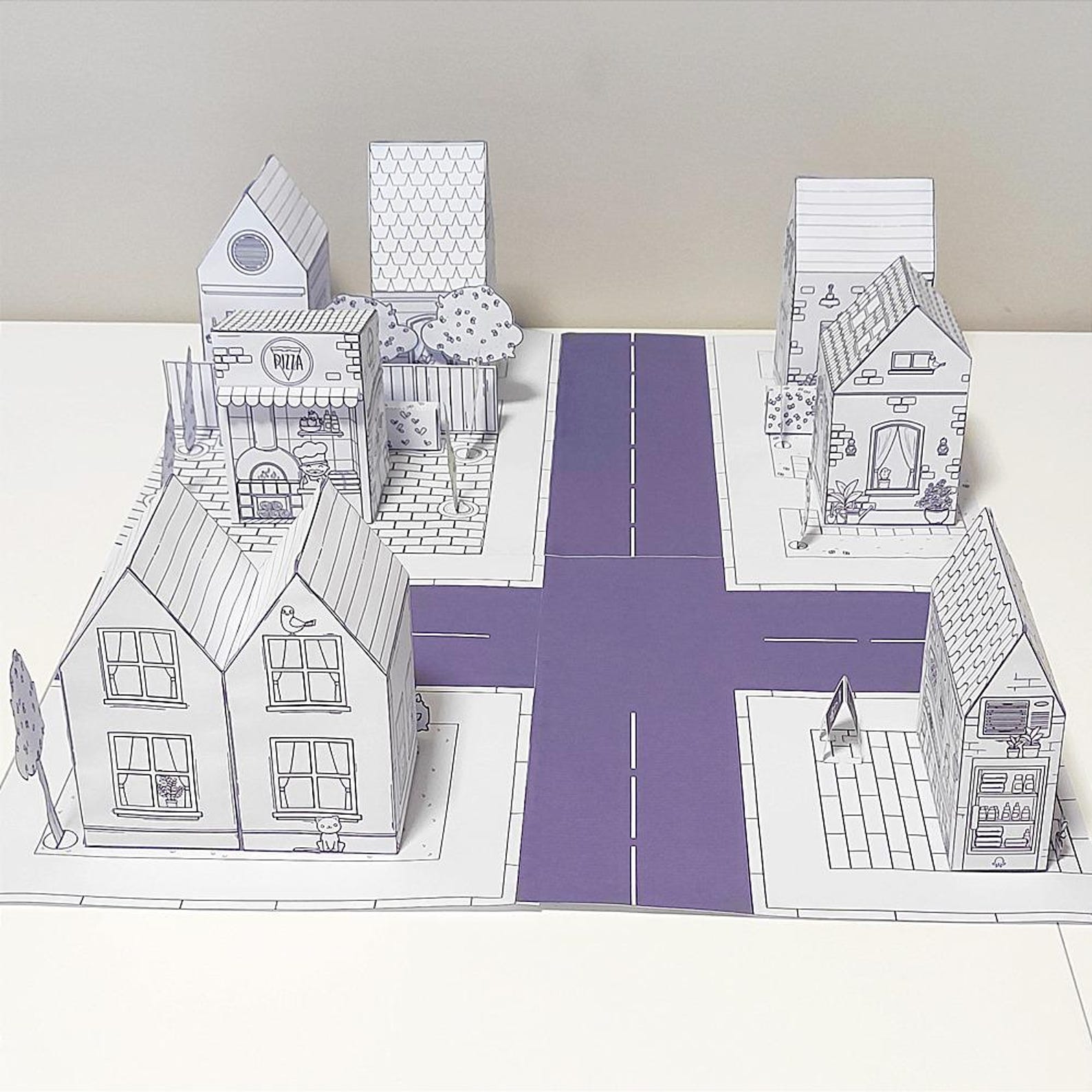Printable Paper City Craft Set | DIY 3D Mini Town for Kids | Instant ...