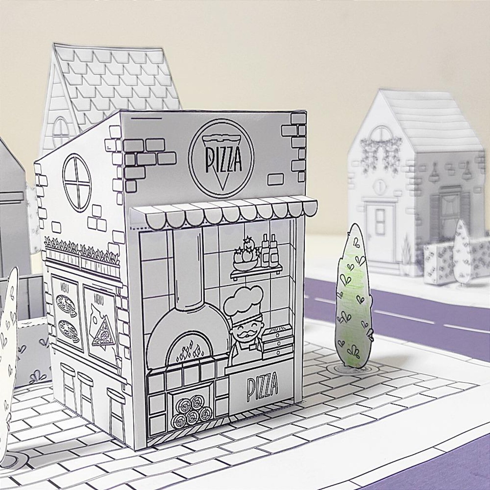 Printable Paper City Craft Set | DIY 3D Mini Town for Kids | Instant ...