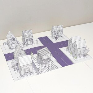 Printable Paper City Craft Set | DIY 3D Mini Town for Kids | Instant ...