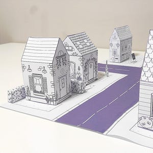 Printable Paper City Craft Set | DIY 3D Mini Town for Kids | Instant ...