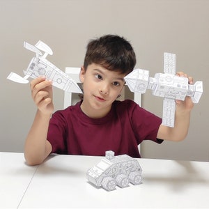 Rocket, Space Station and Mars Rover Paper Toy Making Kit, Set #4 ...