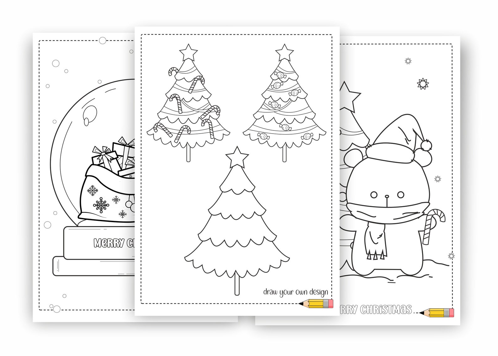 Christmas A4 Coloring Pages, Simple Coloring Pages for Children ...