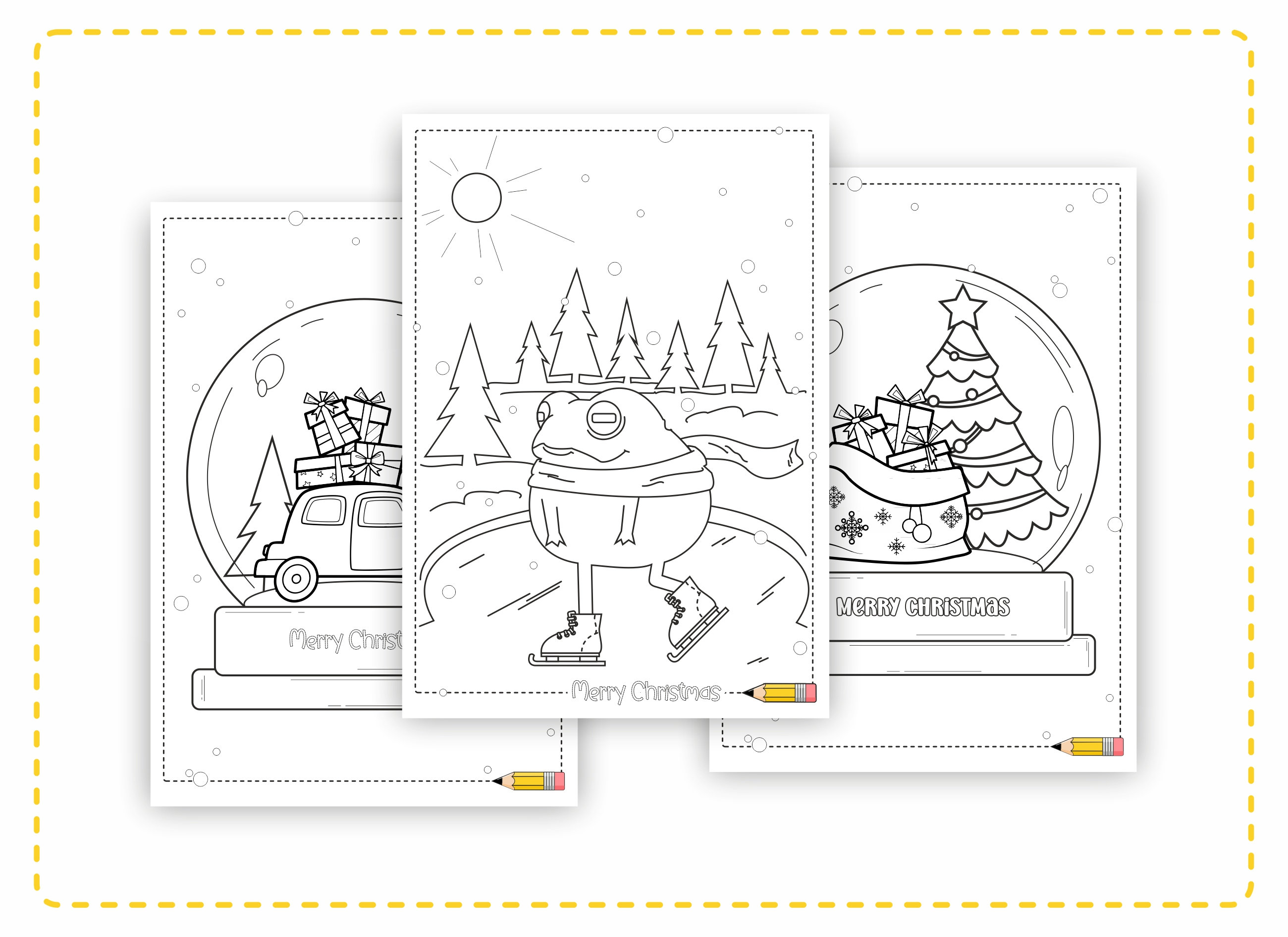 Christmas A4 Coloring Pages, Simple Coloring Pages for Children ...
