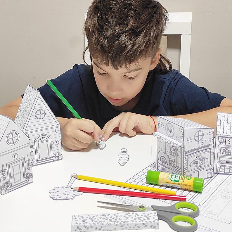 Printable Paper City Craft Set | DIY 3D Mini Town for Kids | Instant ...