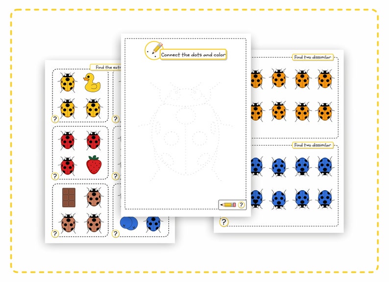 11 Activity Pages With Coloring Pages, Ladybug Coloring and Puzzles ...