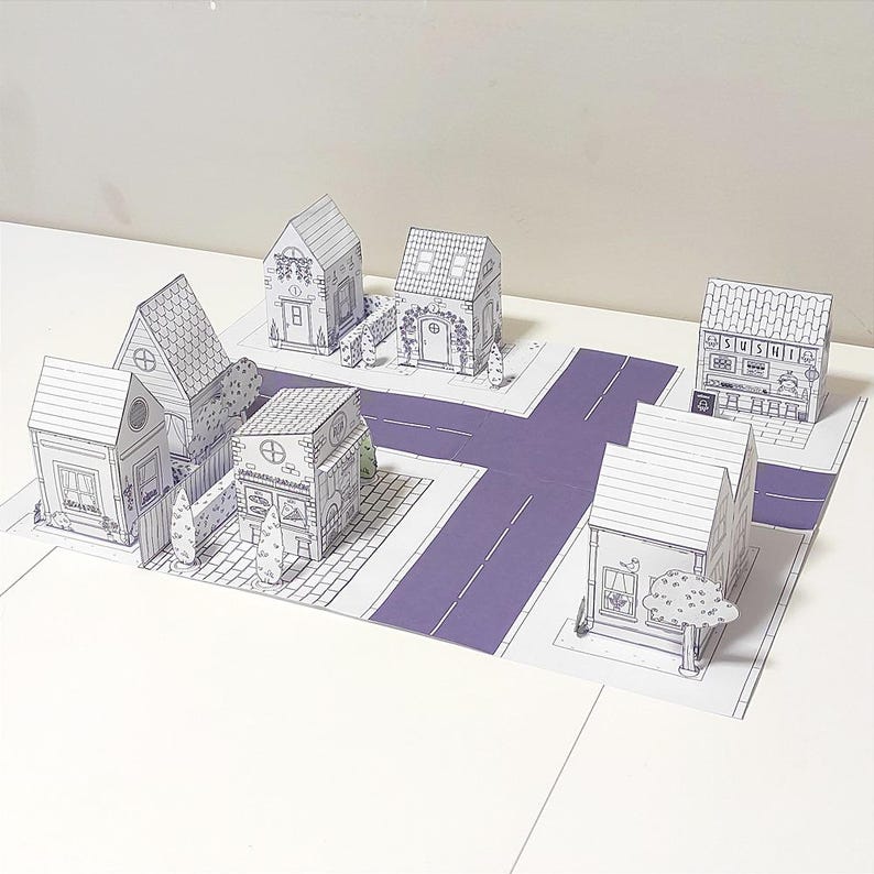 Printable Paper City Craft Set | DIY 3D Mini Town for Kids | Instant ...