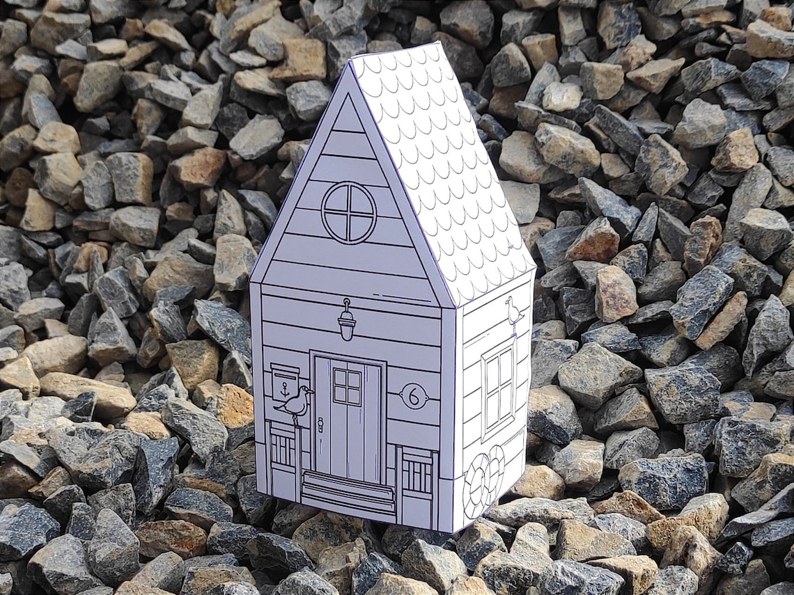 Lighthouse and Beach Houses Paper Toy Kit | Summer Craft Printable for ...