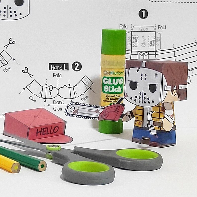 Printable Chainsaw Guy Paper Figurine | Halloween DIY Craft | Instant ...