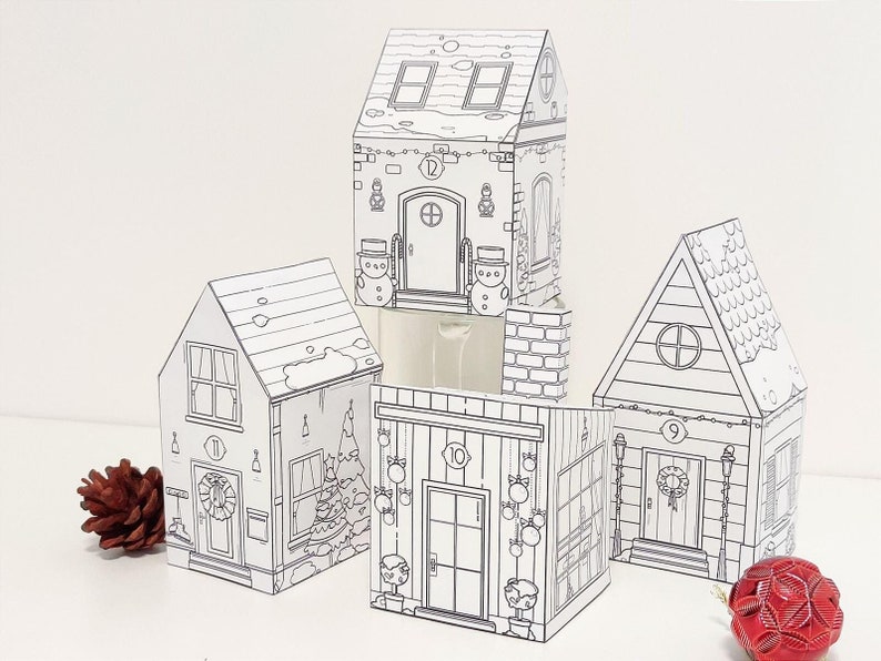 Printable Christmas Paper Houses Craft Kit - Etsy