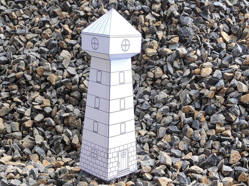 Lighthouse and Beach Houses Paper Toy Kit | Summer Craft Printable for ...