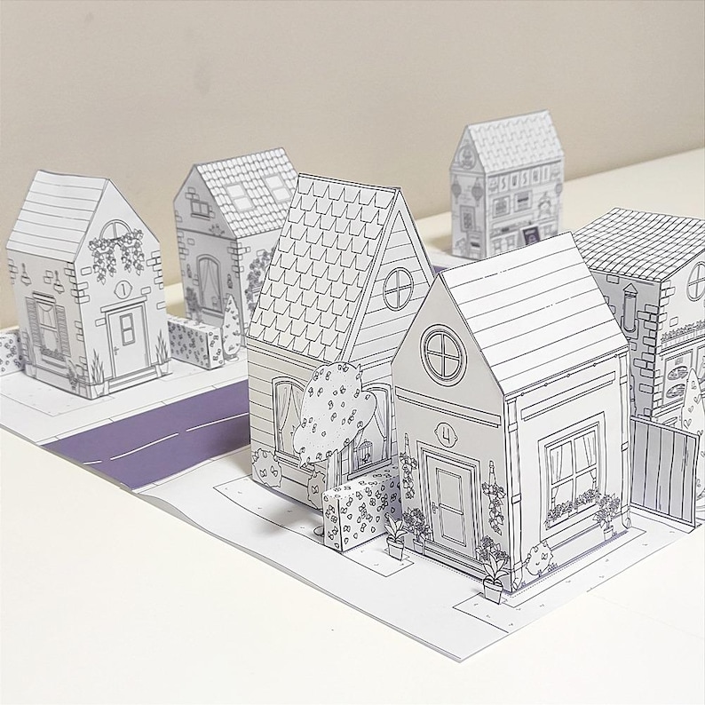Printable Paper City Craft Set | DIY 3D Mini Town for Kids | Instant ...