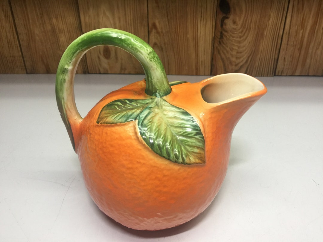 Vintage Ancora Italy Ceramic Hand Painted Orange Pitcher - Etsy