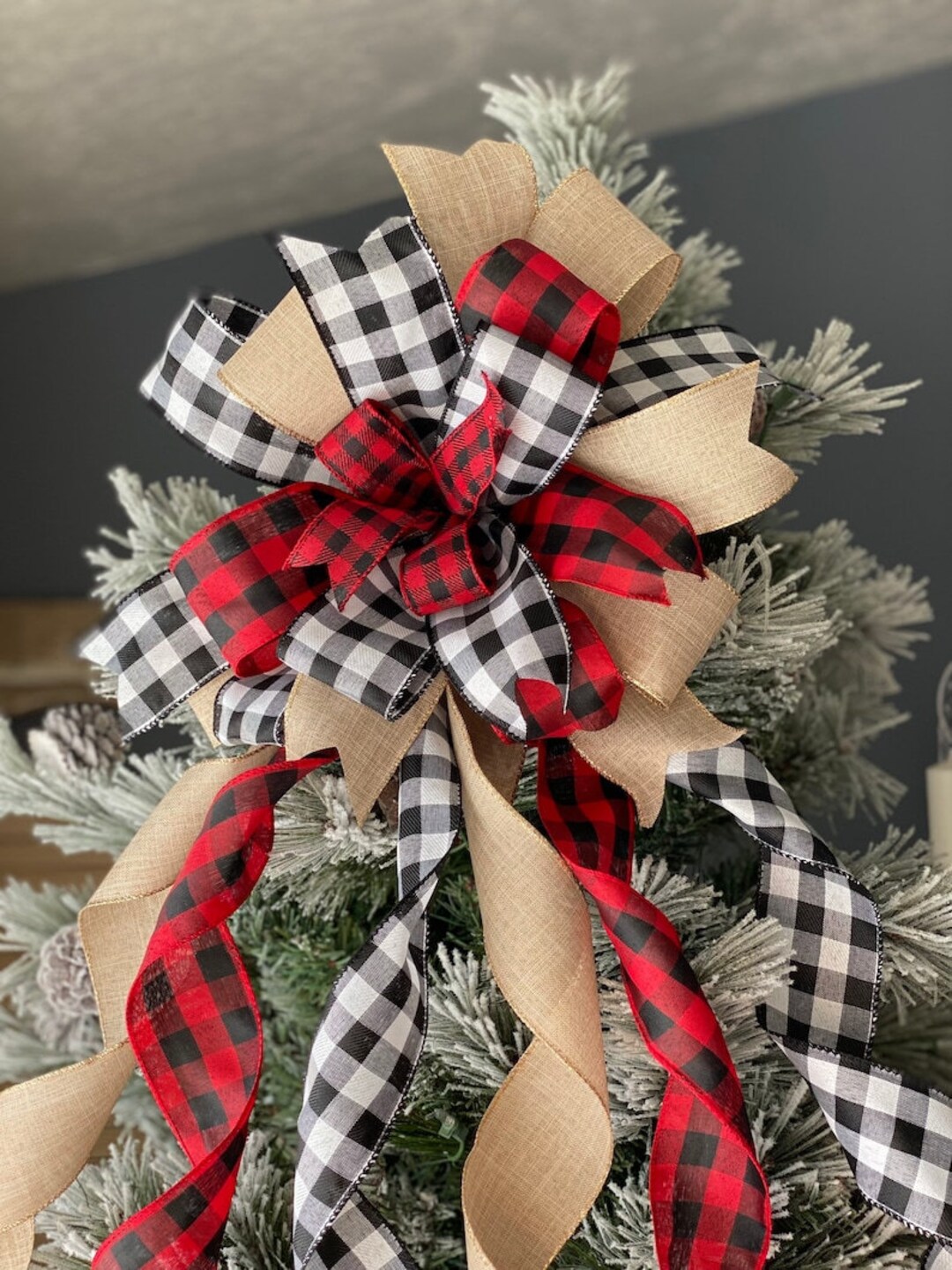 Red and Black Buffalo Check Tree Topper Plaid Tree Topper - Etsy