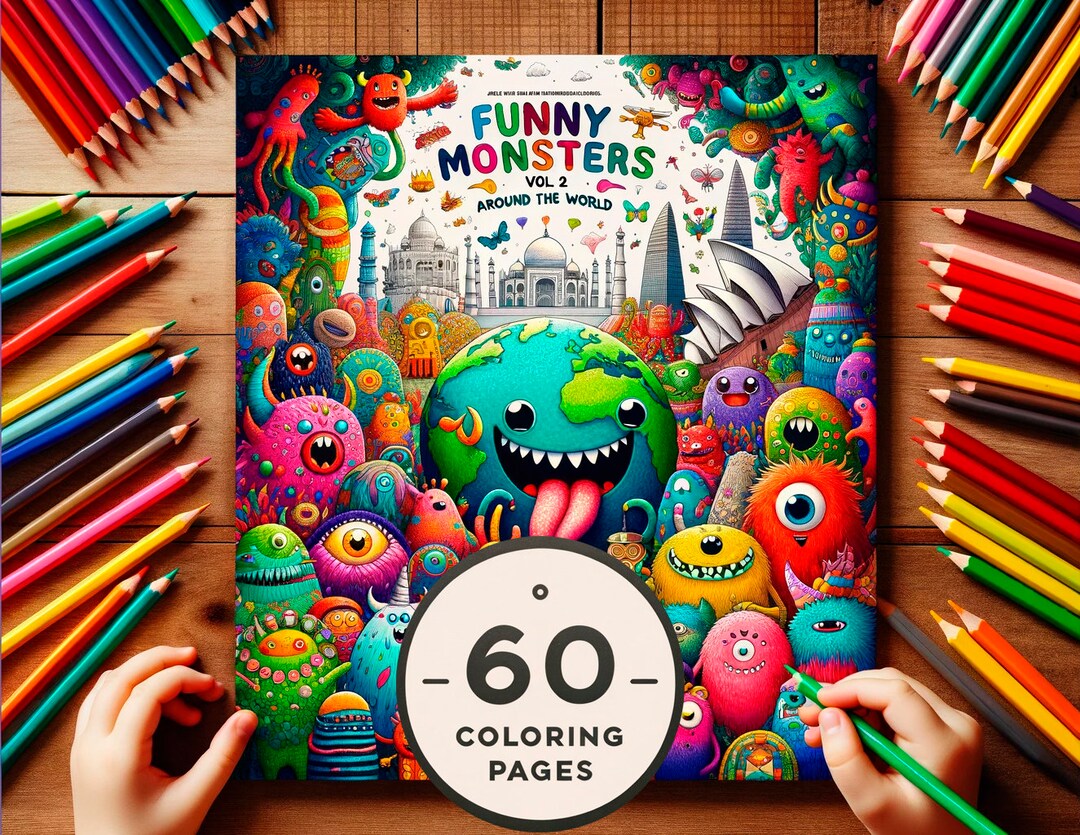 Funny Monsters Vol.2 - Around the World, Coloring Pages (PDF and 62 ...