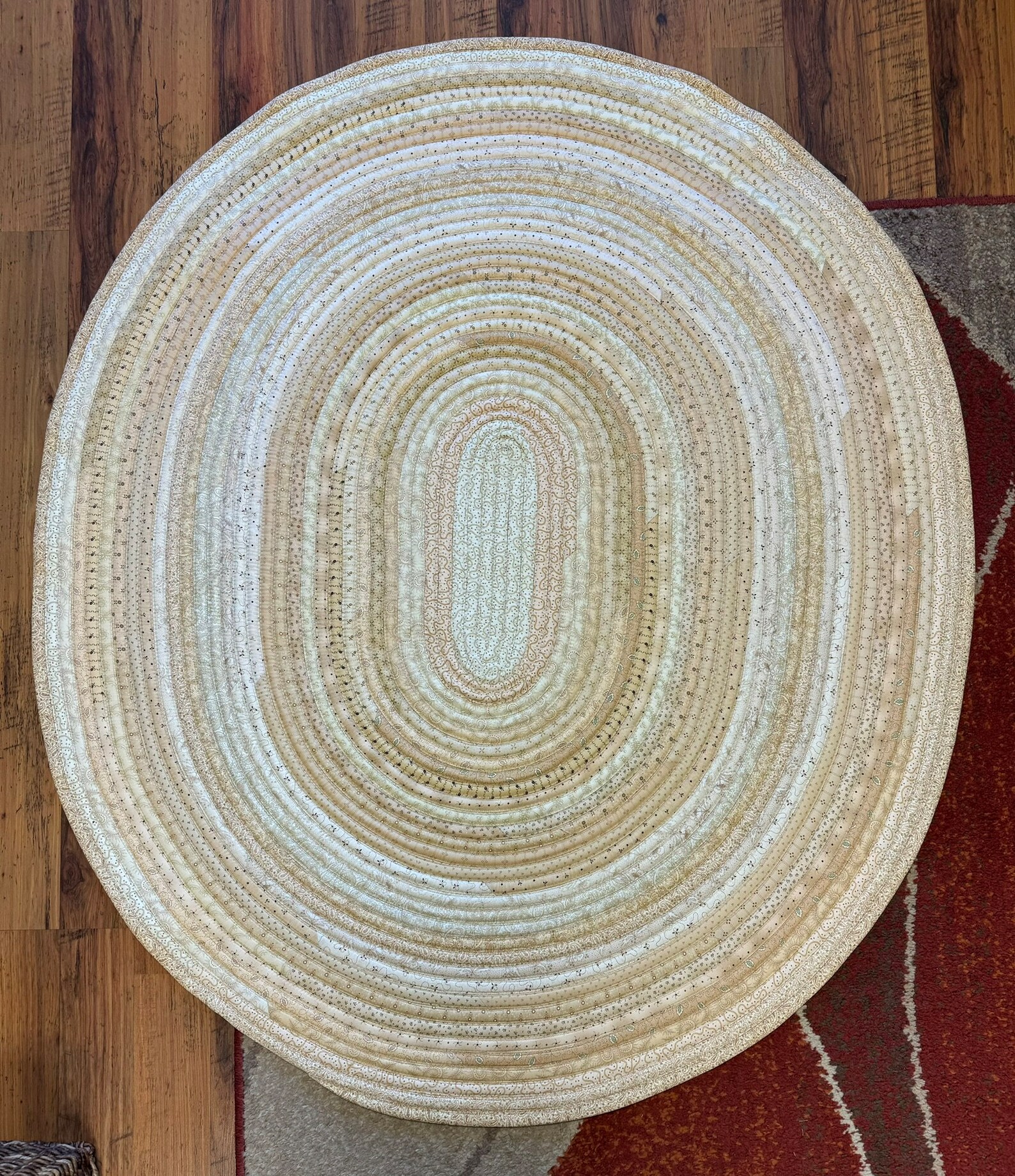 Large Neutral Rug, Oval Accent Rug, Shades of Cream and Yellows Jelly ...