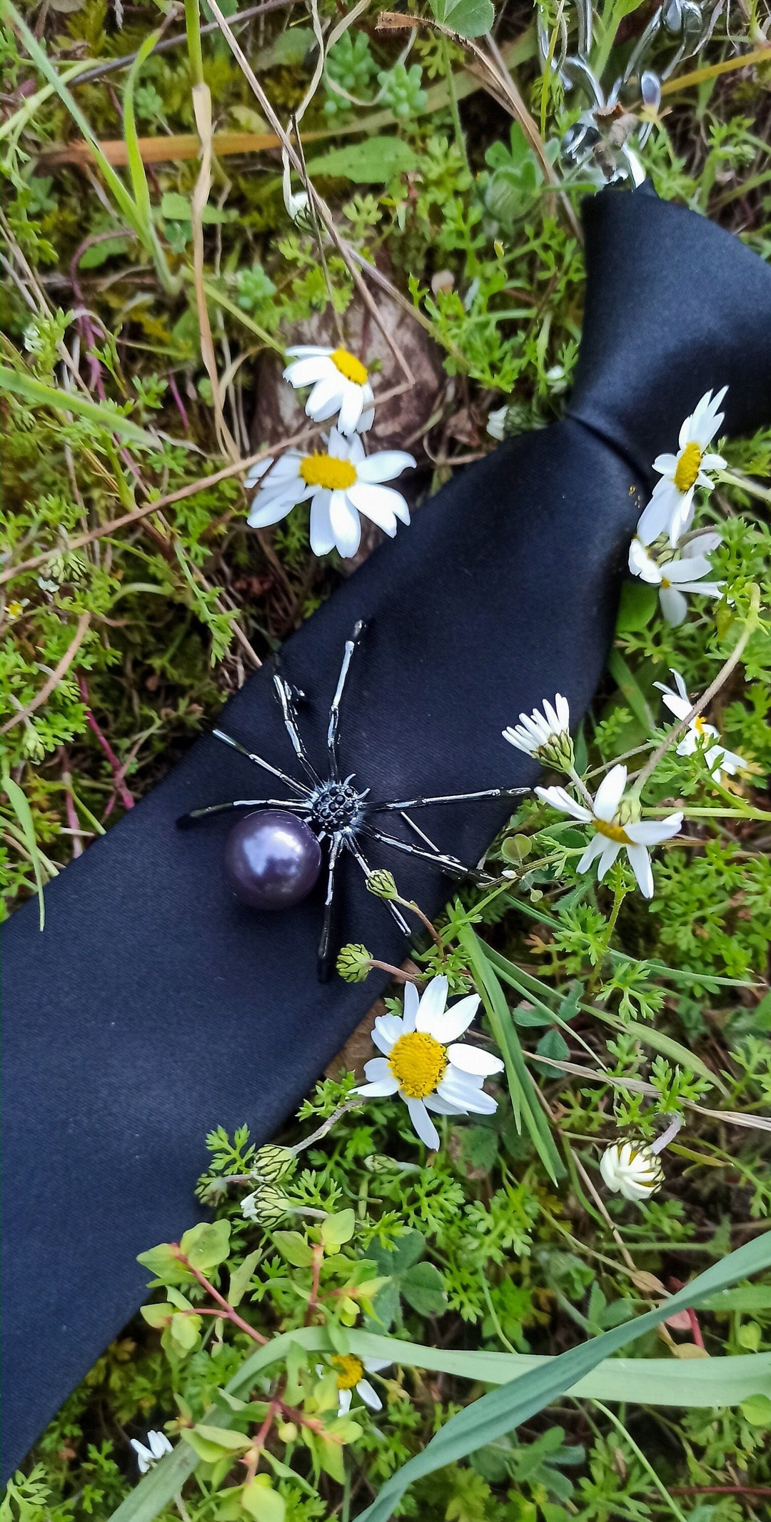 The Spider Tie - Gothic Necktie With Stainless Steel Chain - Etsy