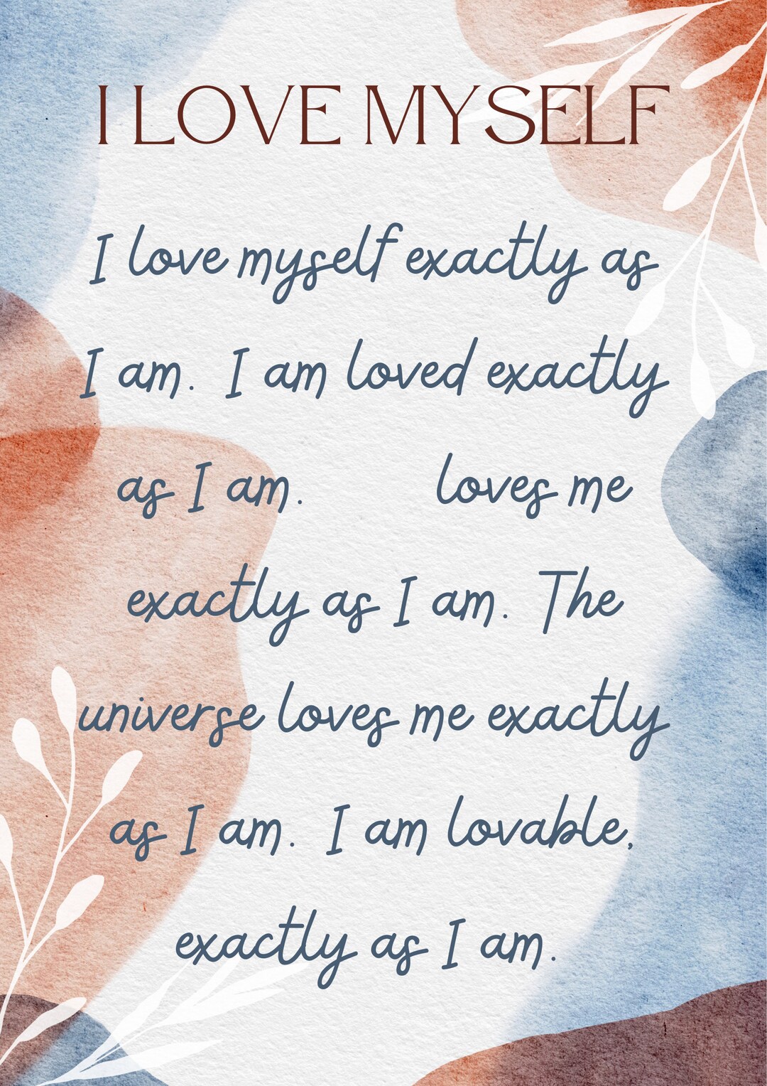 I Love Myself - Poster to Fill in the Gap - Digital Download - Etsy