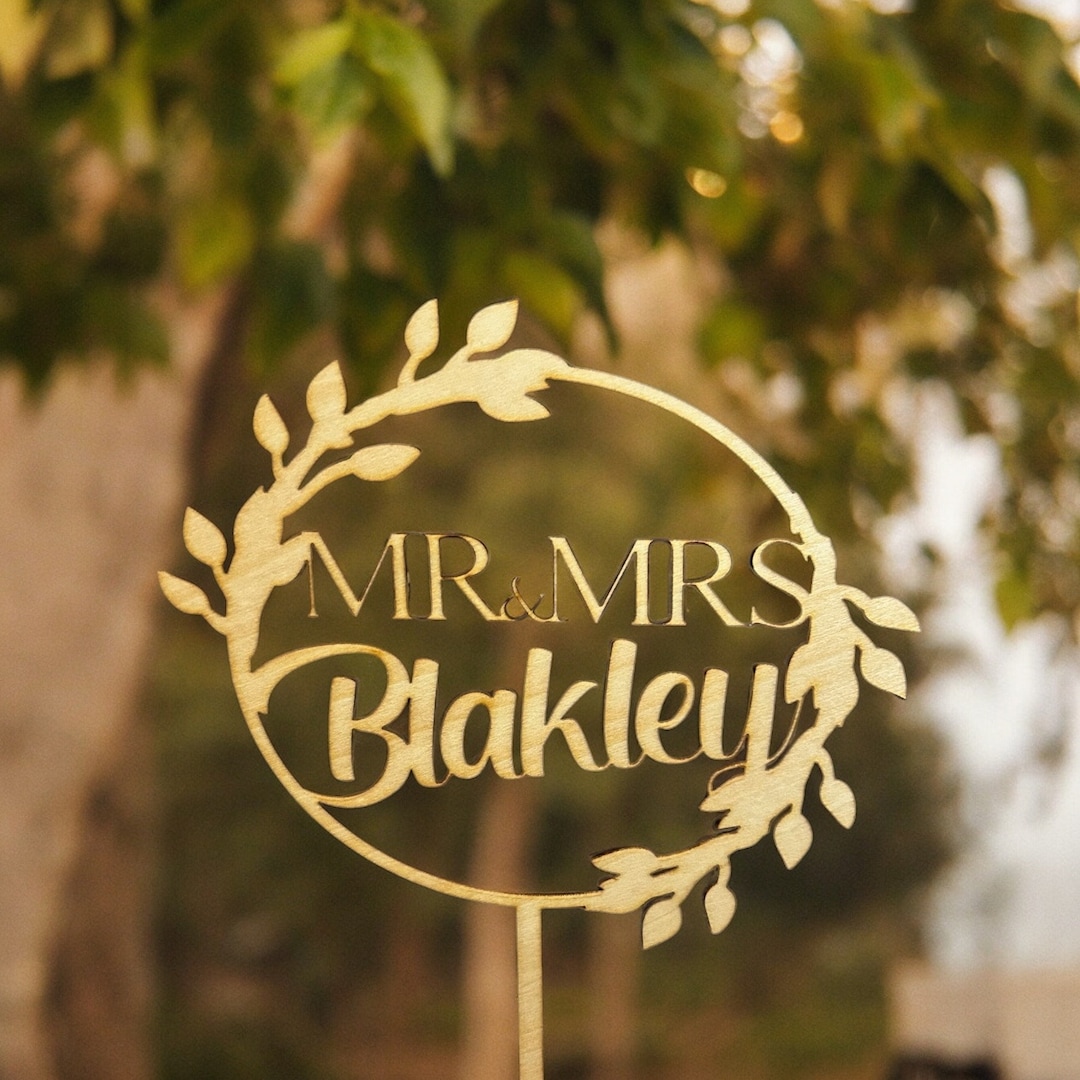 Wooden Cake Topper for Wedding, Personalized Cake Topper, Rustic ...