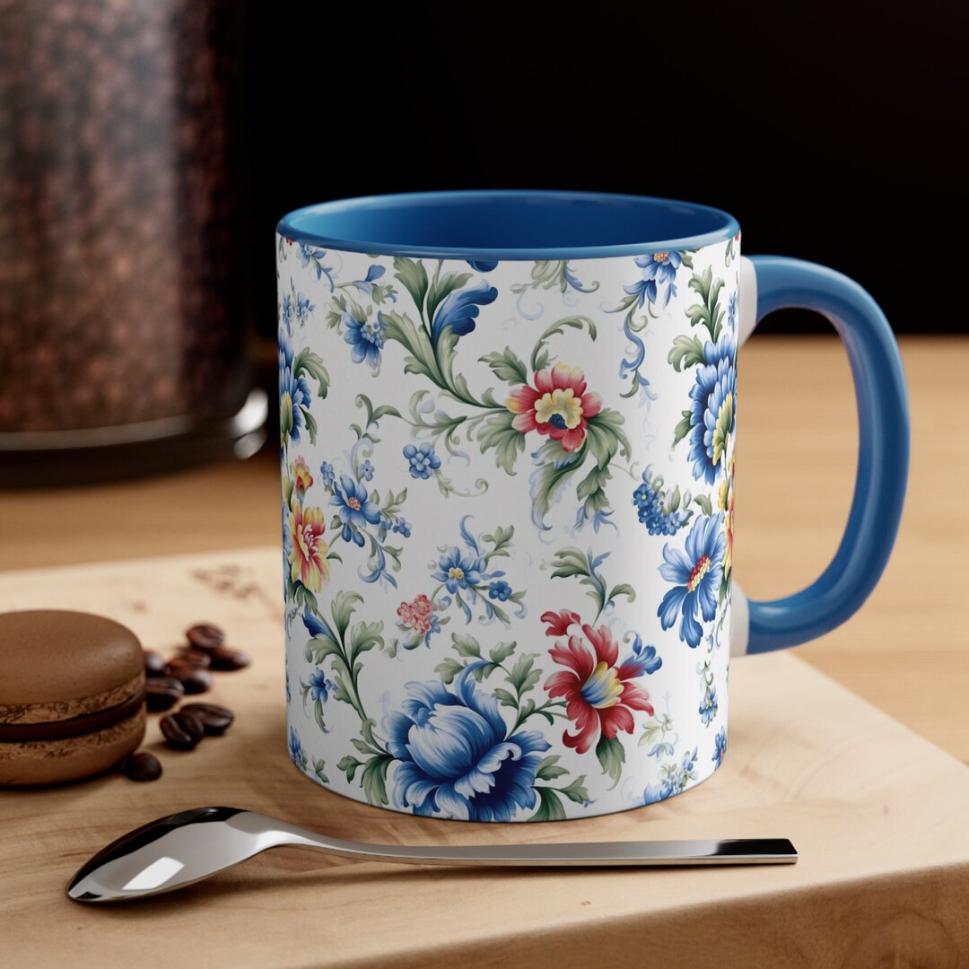 Blue Flowers Mug. Floral Coffee Cup. Gift for Her. Retro Mug - Etsy
