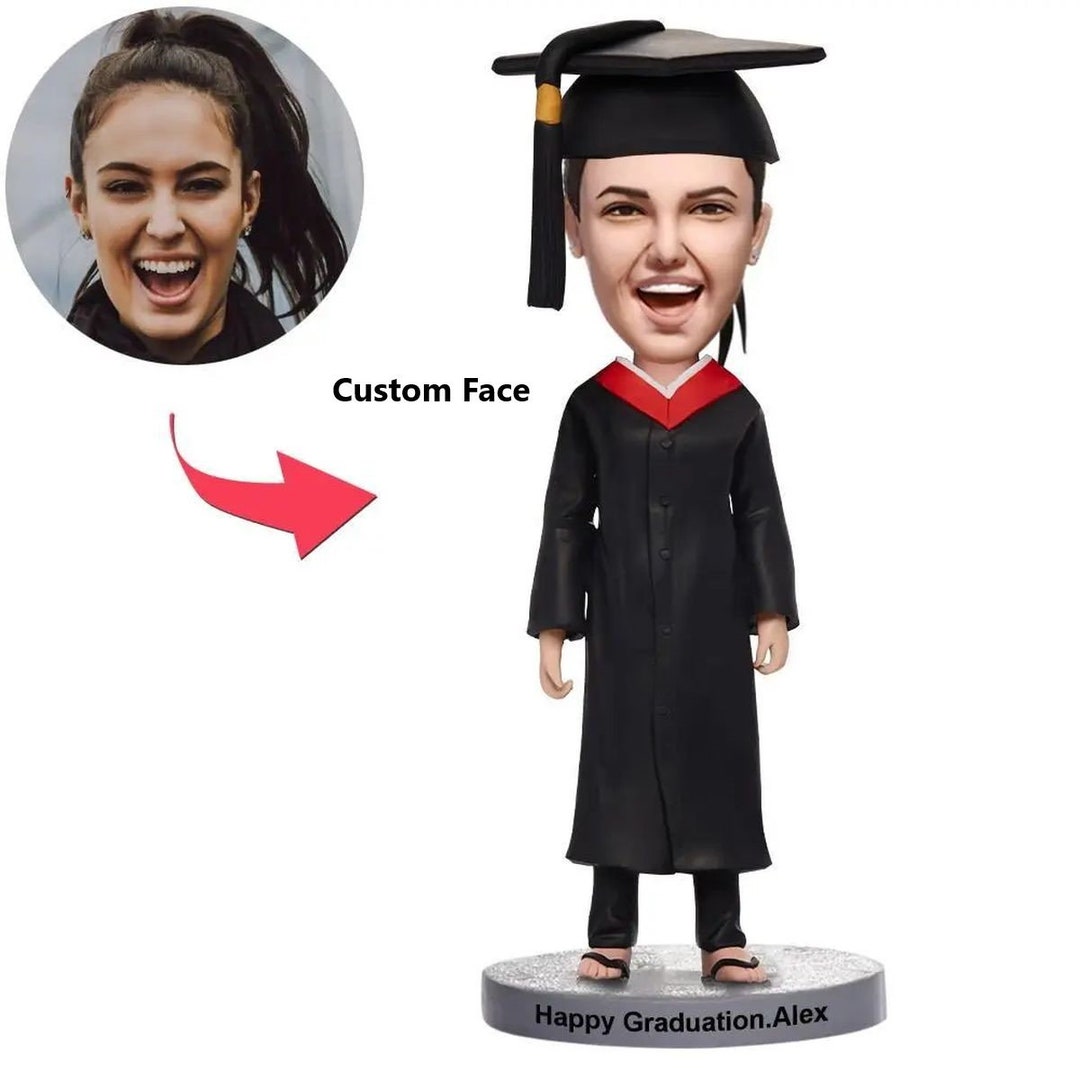 Custom Graduation Happy Girl Bobbleheads, Engraved Girl Statue ...