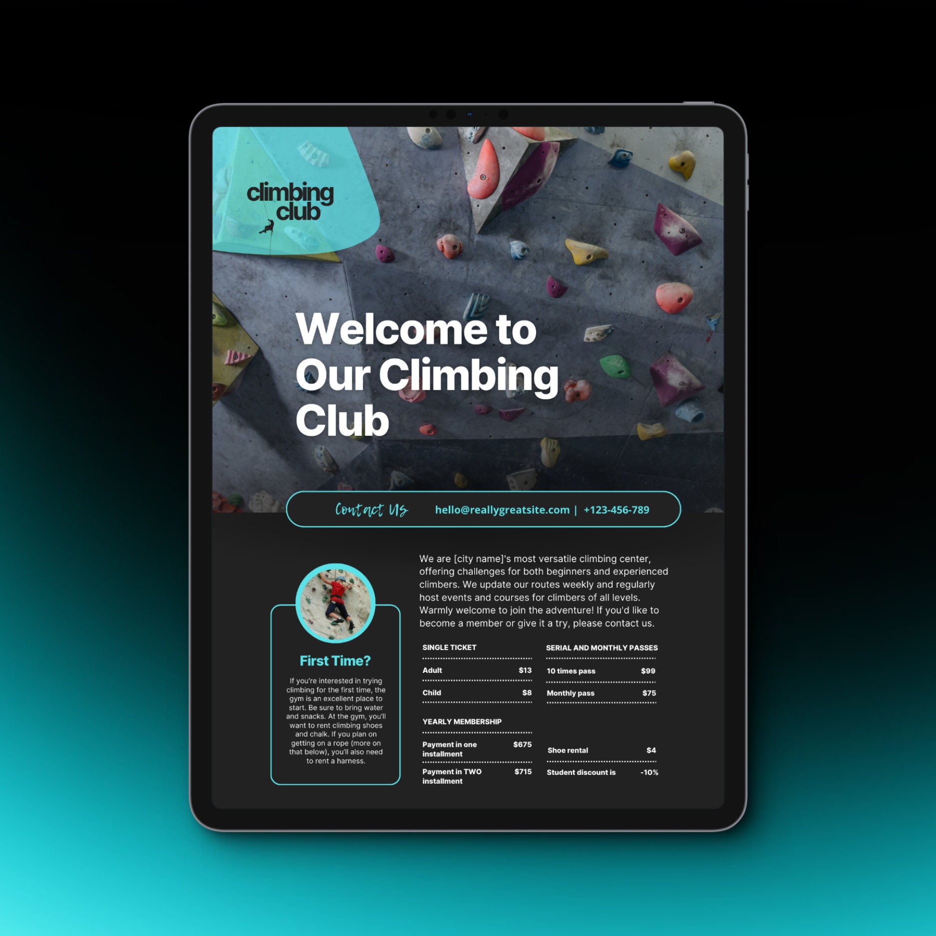 FLYERS | Climbing Gym Digital Marketing Template, Outdoor Business ...