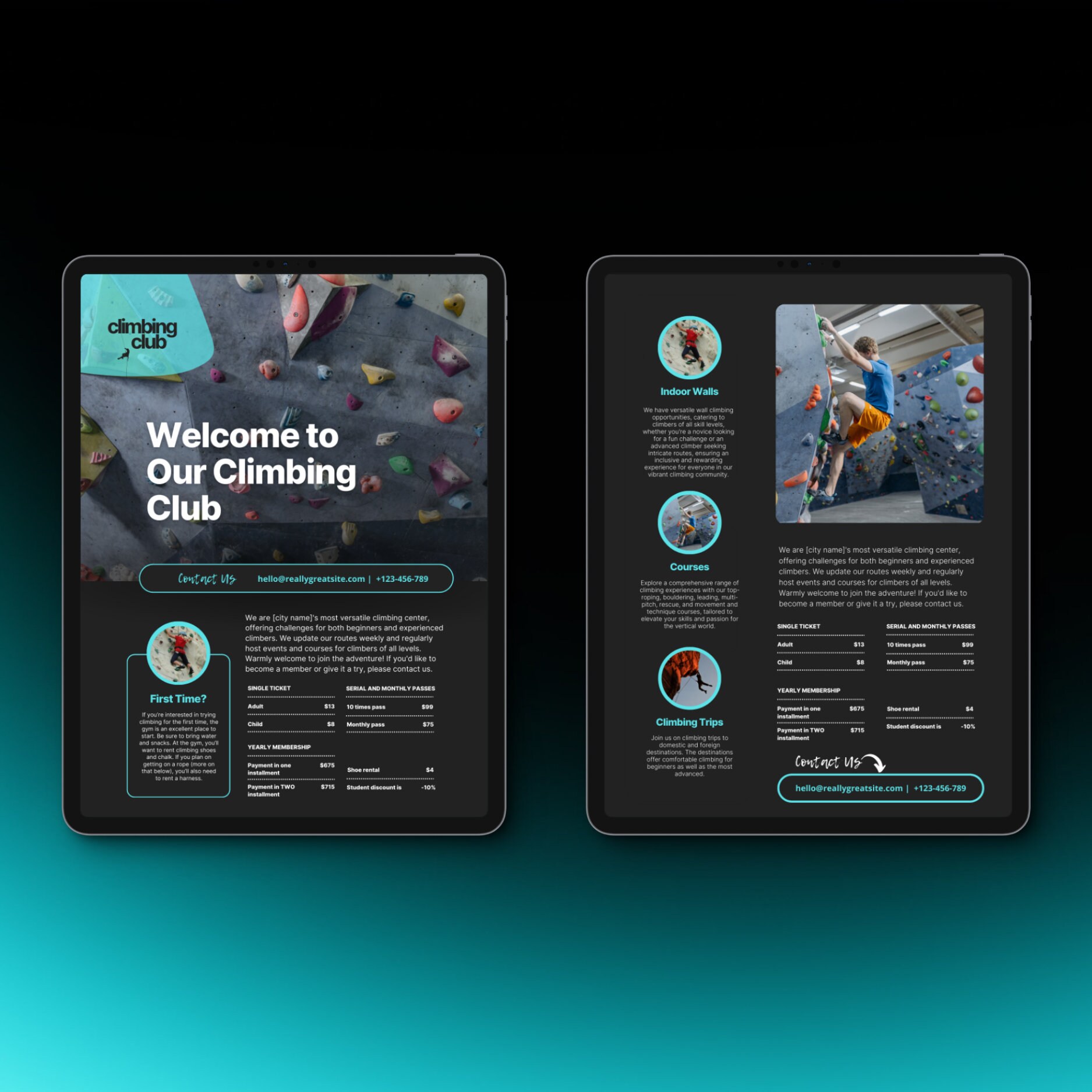 FLYERS | Climbing Gym Digital Marketing Template, Outdoor Business ...
