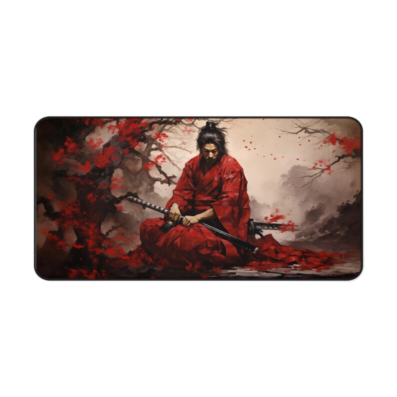 Samurai Warrior Desk Mat: Japanese Art Mouse Pad, Asian Decor - Etsy