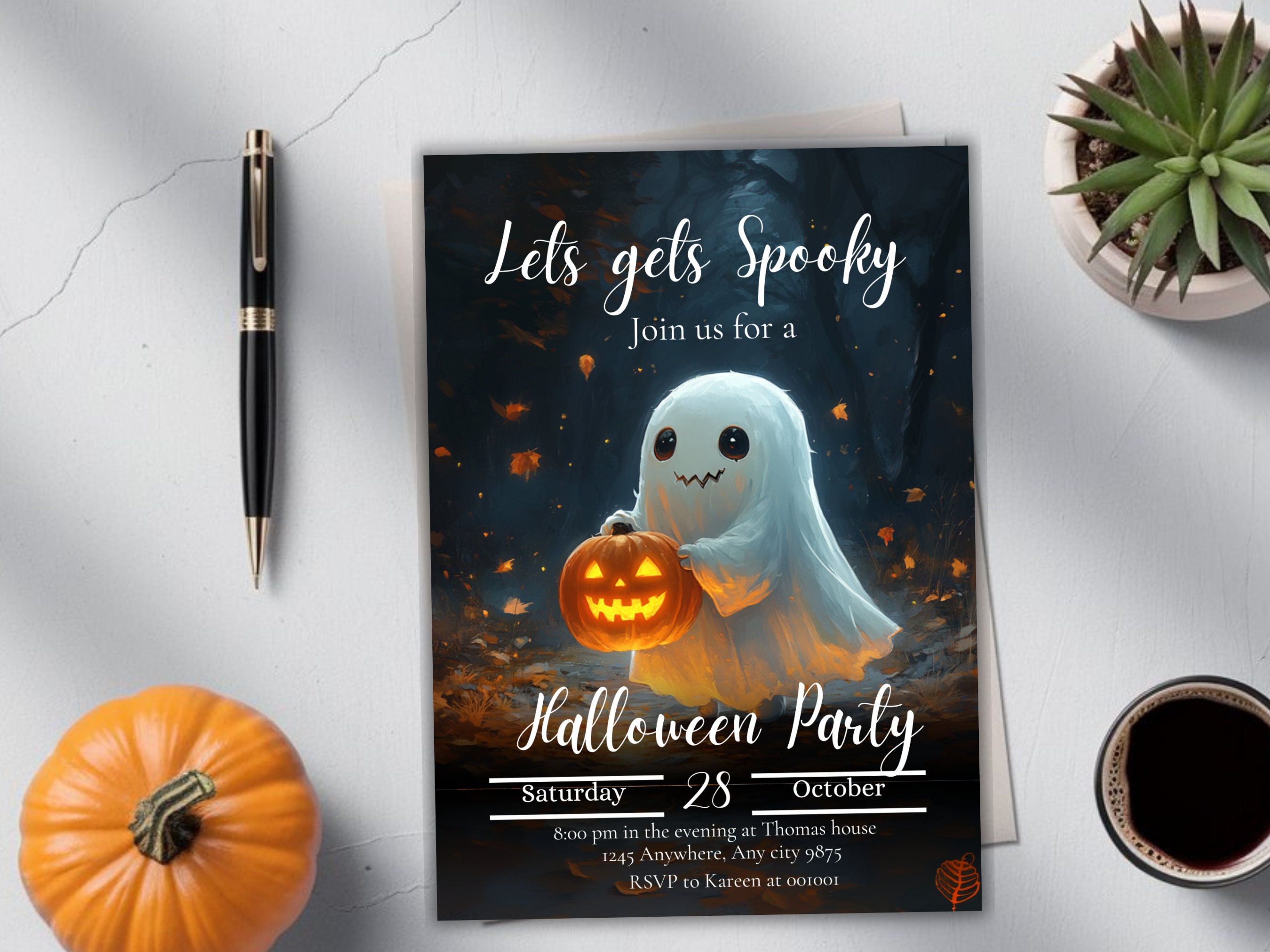 Editable Halloween Invitation Party Spooky Party Invitation Template ...