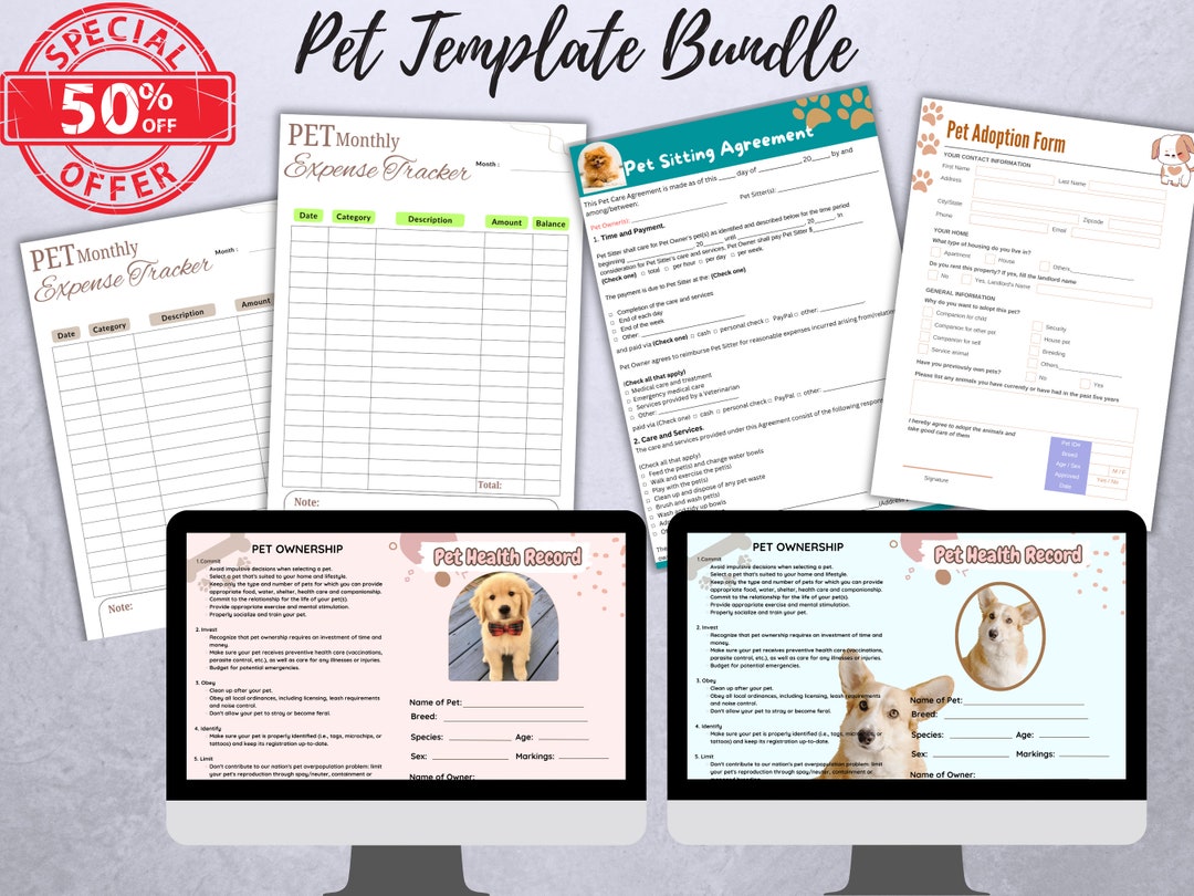 Pet Record Book, Pet Health Record Book, Pet Record Book Template L ...