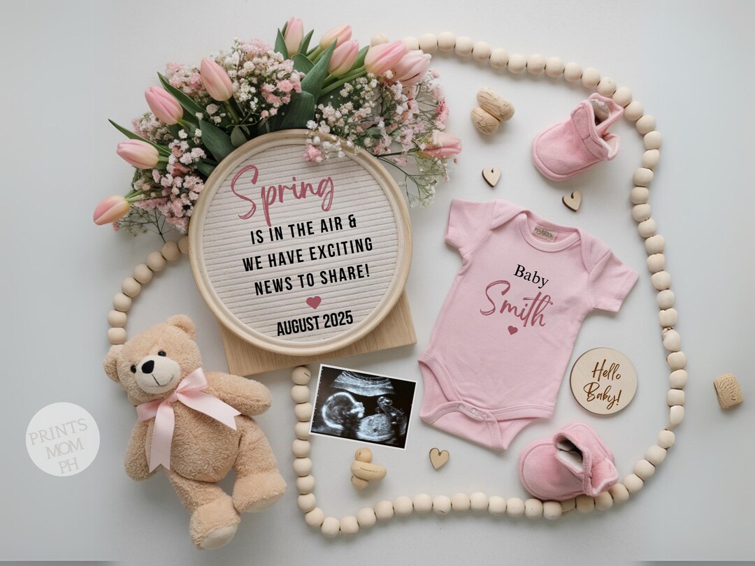 Spring Pregnancy Announcement Digital Spring Baby Announcement Baby ...