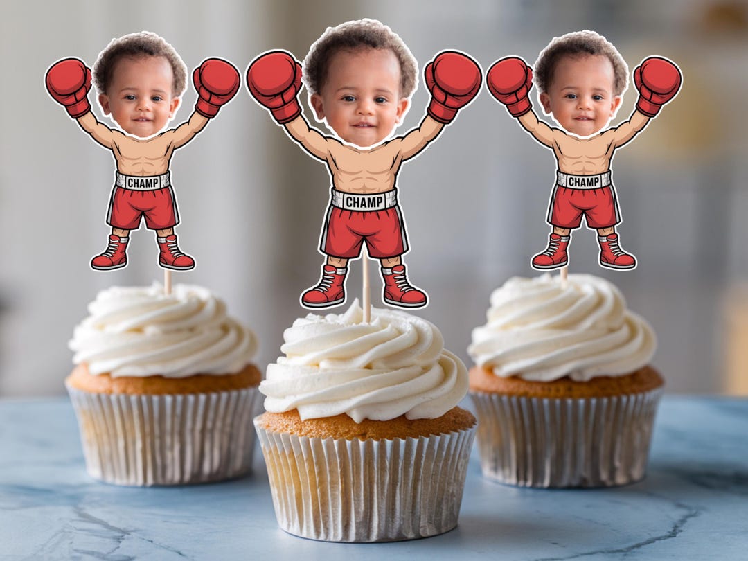 Personalized Boxing Cupcake Toppers: Custom Face, Baby Shower, Birthday ...