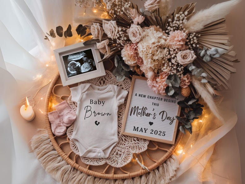 Mothers Day Pregnancy Announcement Boho Baby Announcement May Gender ...