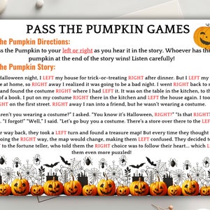 Halloween Party Games Printable Pass the Pumpkin Game Left and Right ...