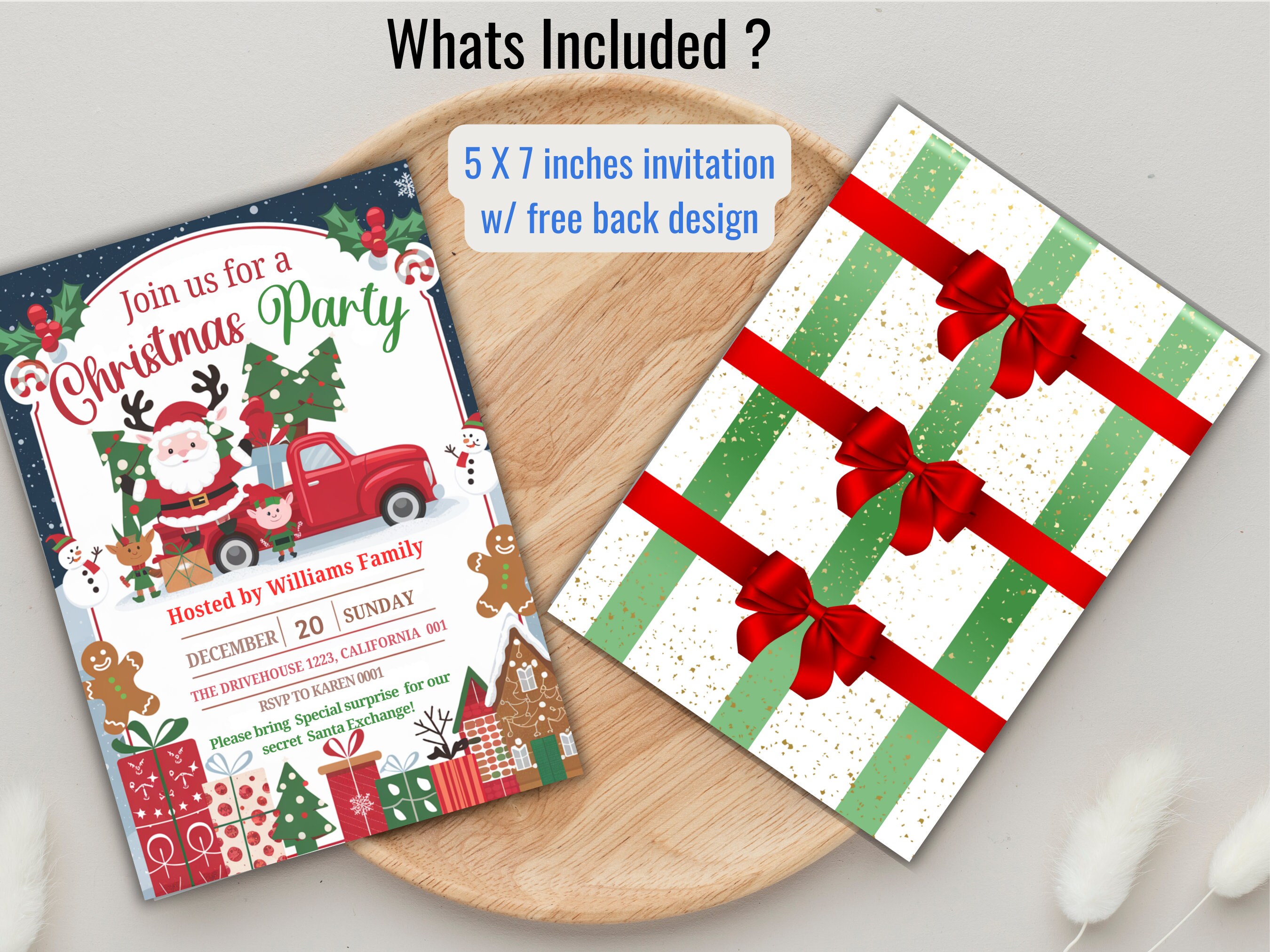 Editable Christmas Party Invitation Template Santa Christmas Holiday ...