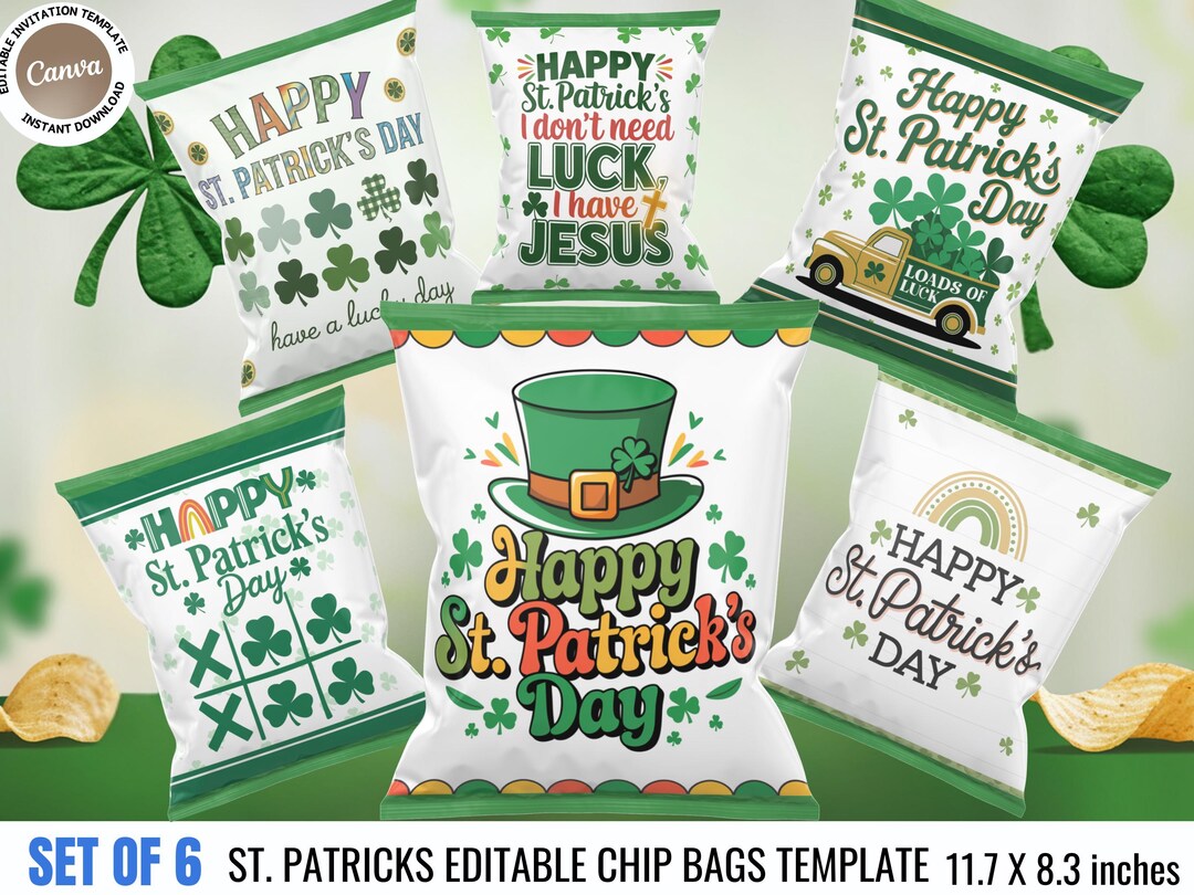 Editable Chip Bag Template St. Patricks Chip Bag Template Kids Party ...