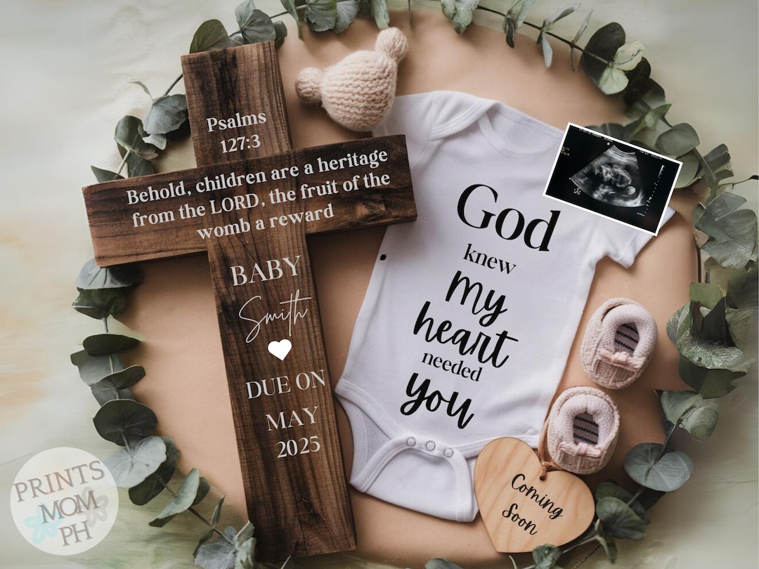 Religious Pregnancy Announcement Digital Social Media Baby Announcement ...