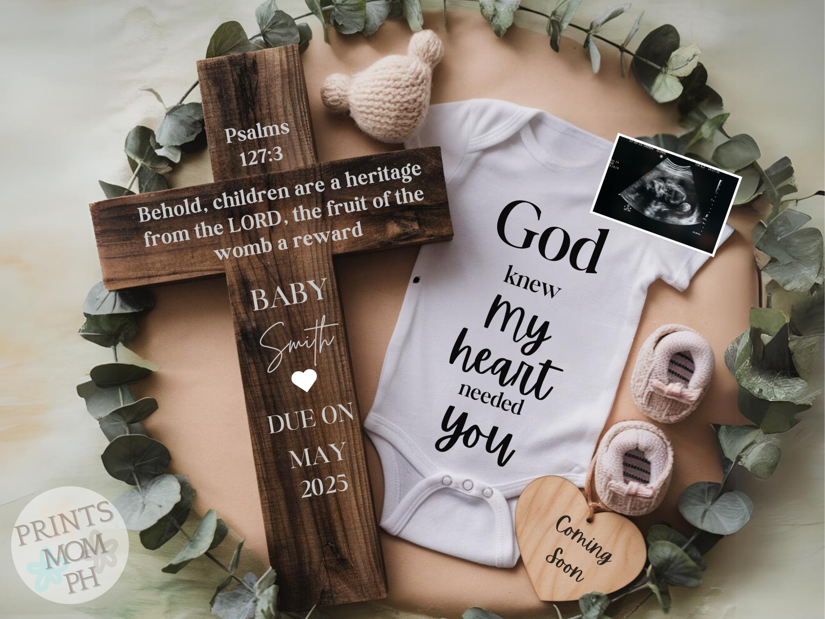 Religious Pregnancy Announcement Digital Social Media Baby Announcement ...
