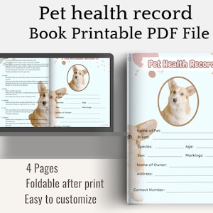 Pet Record Book Template Vaccination Tracker Digital Record Book Dog ...
