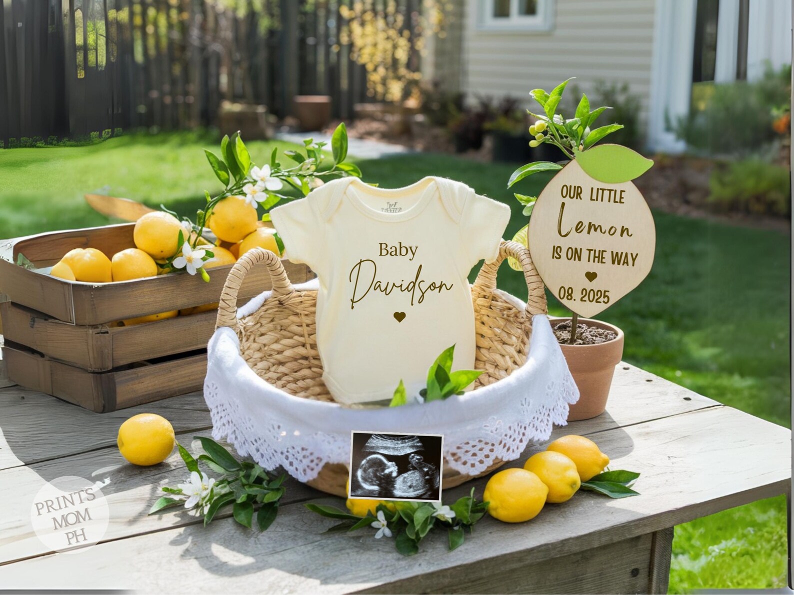 Lemon Pregnancy Announcement Digital Little Lemon Baby Reveal Main ...
