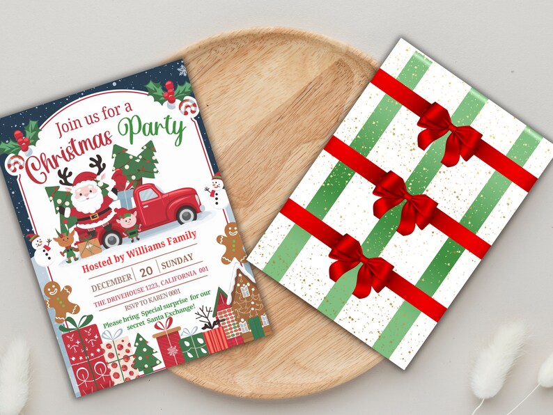 Editable Christmas Party Invitation Template Santa Christmas Holiday ...