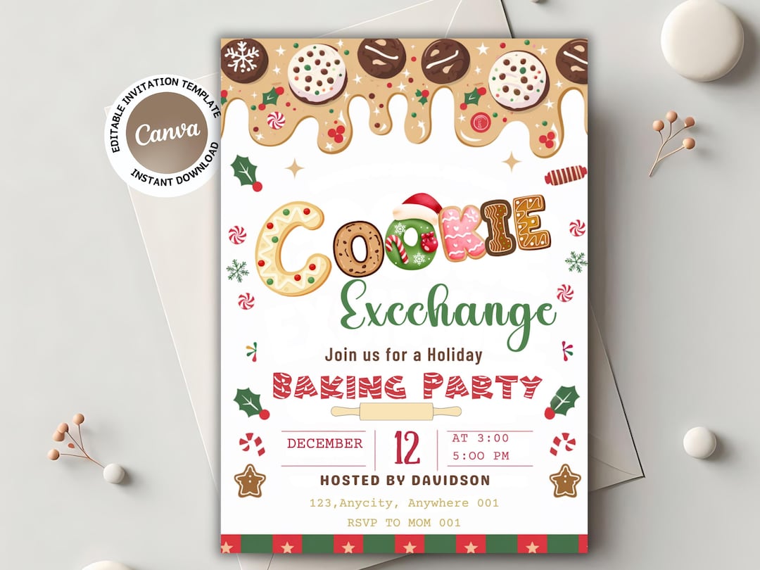 Christmas Cookie Party Invitation Decorating Party Invite Holiday Party ...