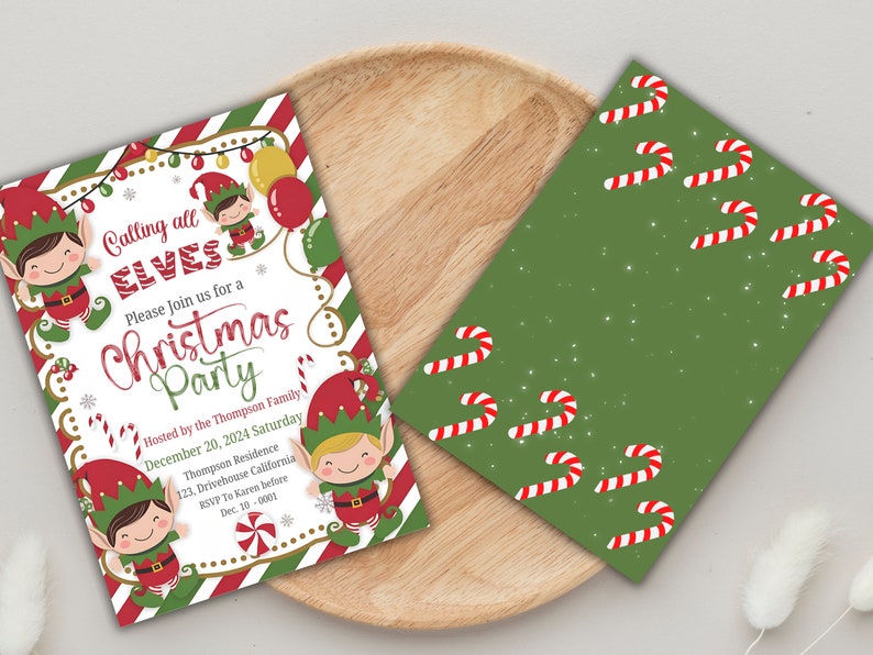 Editable Christmas Party Invitation Template Christmas Elves Kids ...