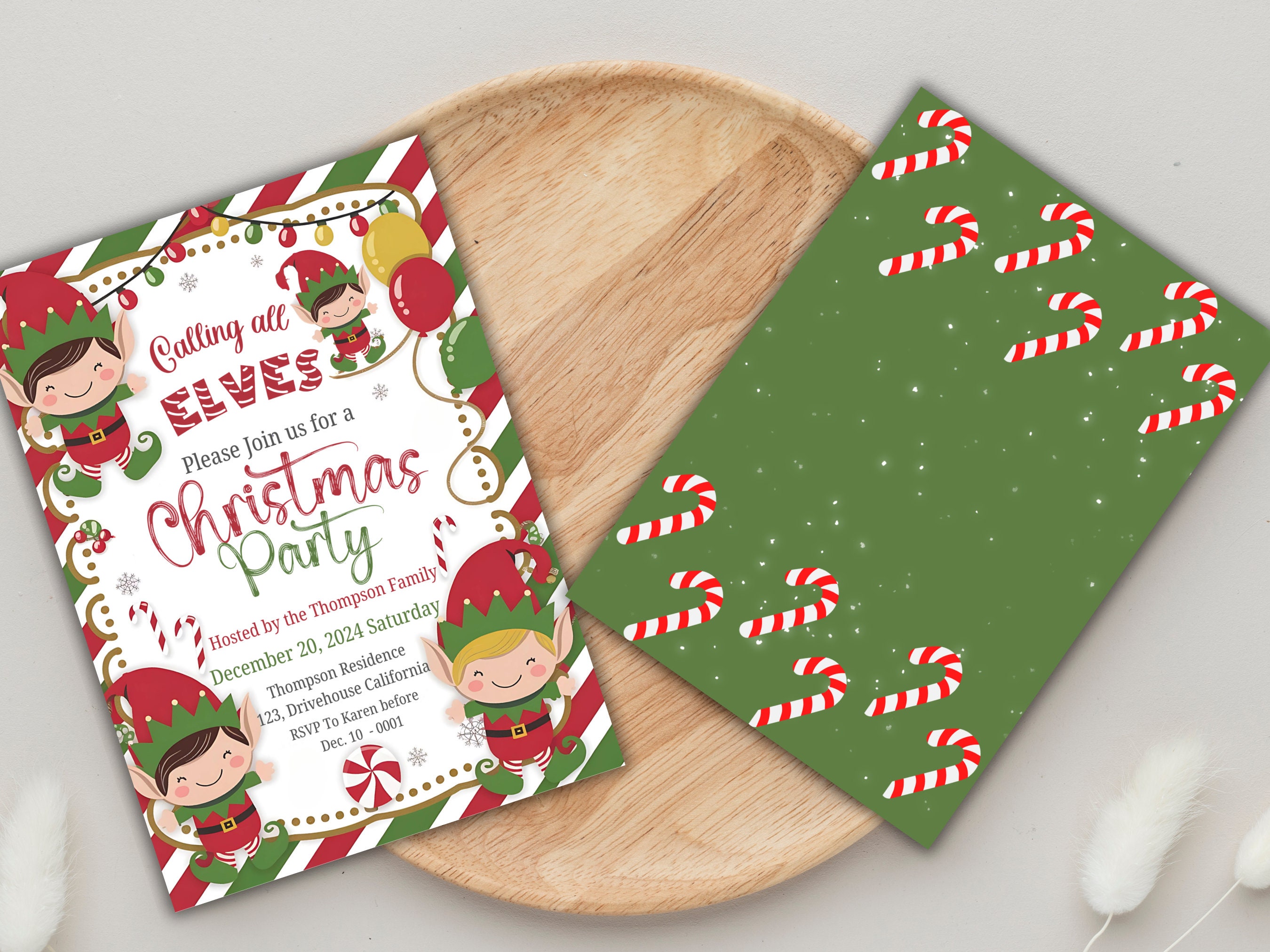 Editable Christmas Party Invitation Template Christmas Elves Kids ...
